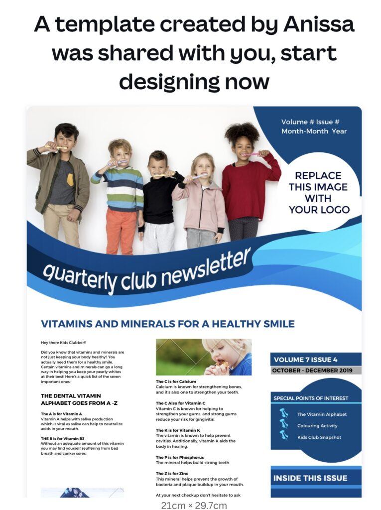 Quarterly Kids Club Newsletter Template - DentalFlix
