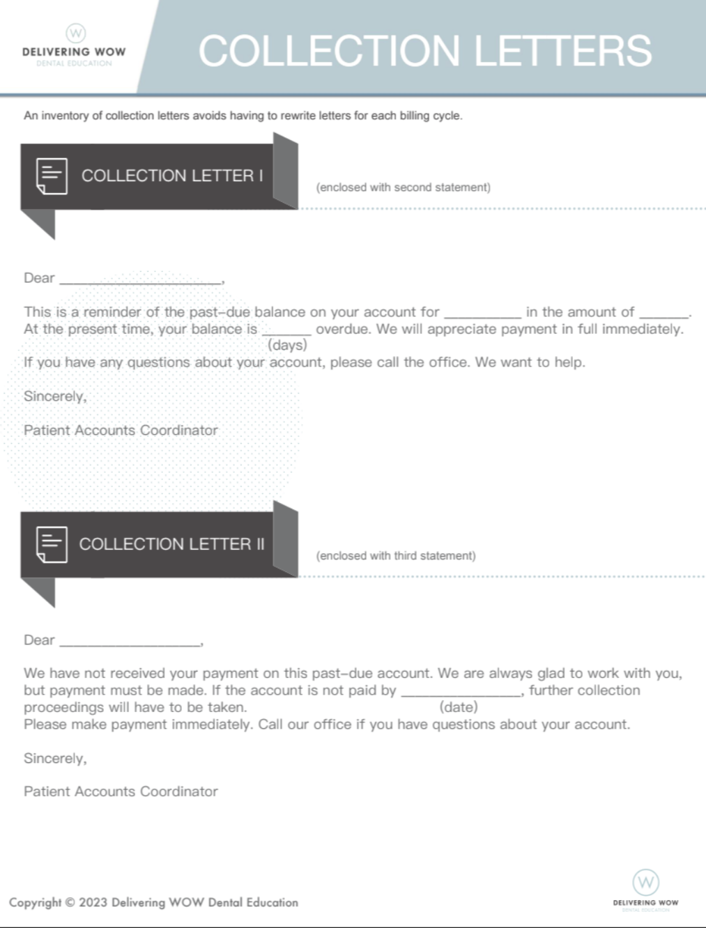 Collection Letters - DentalFlix