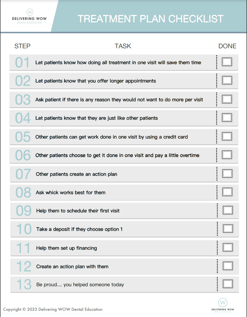 Treatment Plan Checklist - DentalFlix