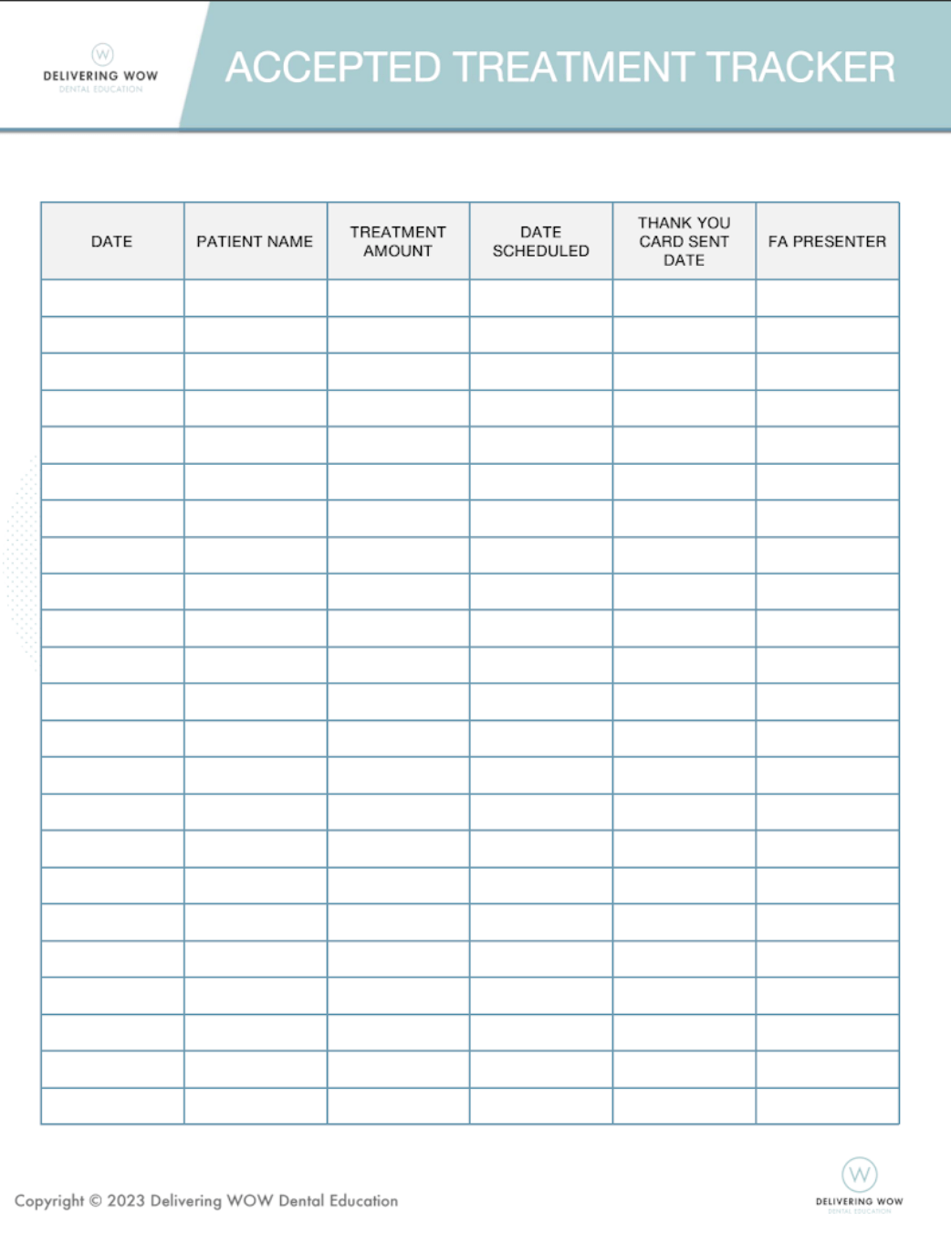 Accepted Treatment Tracker - DentalFlix